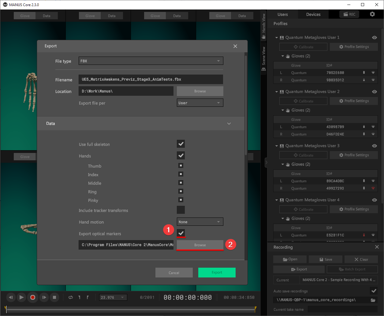 Exporting Virtual Markers - Knowledge Center